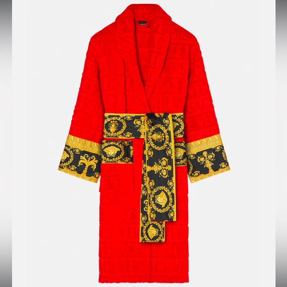 Versace | Intimates & Sleepwear | Xl Red And Gold Versace Bathrobe ...
